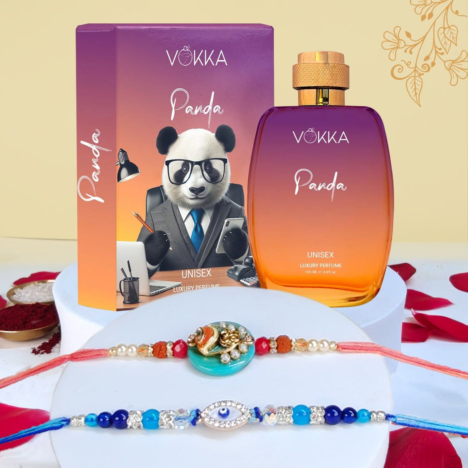 VOKKA Rakhi Gift for Brother –1 Unisex Panda Perfume 100ml with 2 Rakh ...