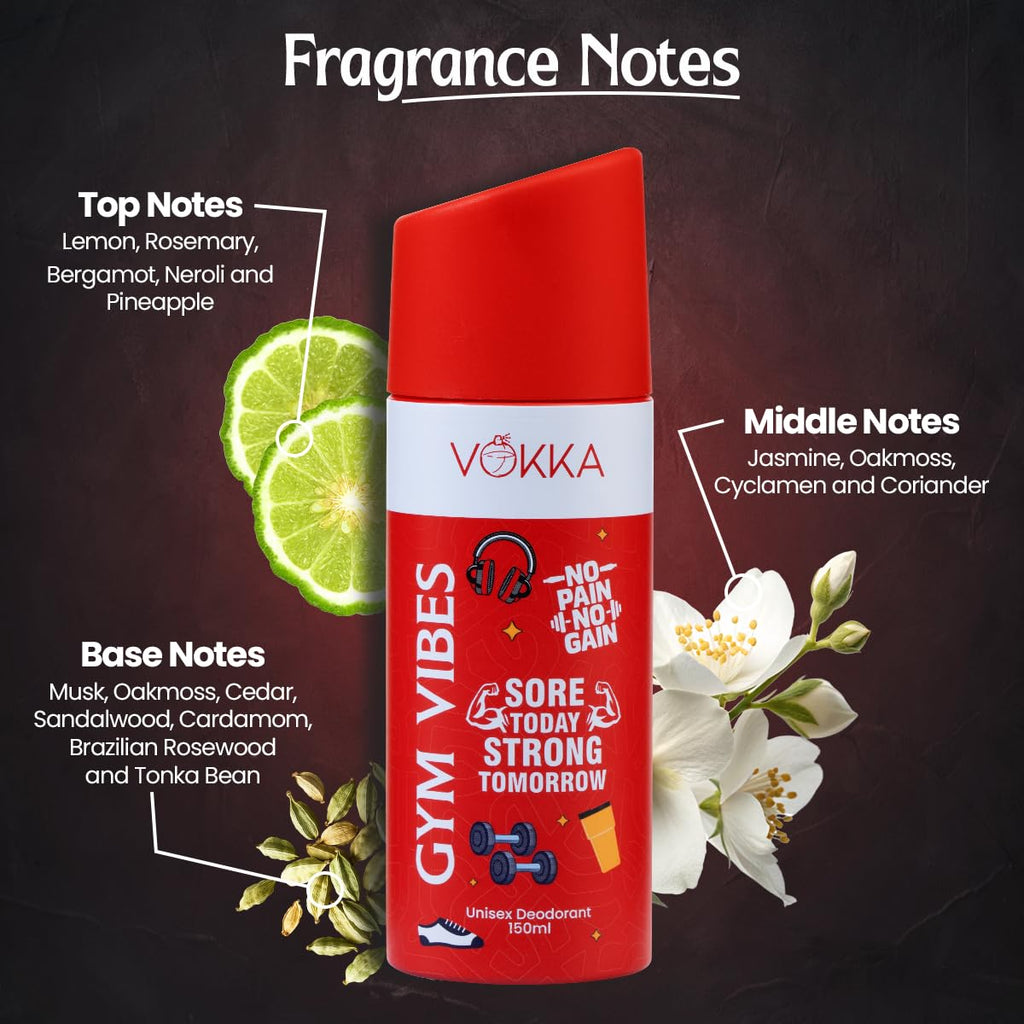 VOKKA Rakhi Gift for Brother – 2 Unisex Deodorants 150ml Each Gym Vibe - Vokka Perfumes