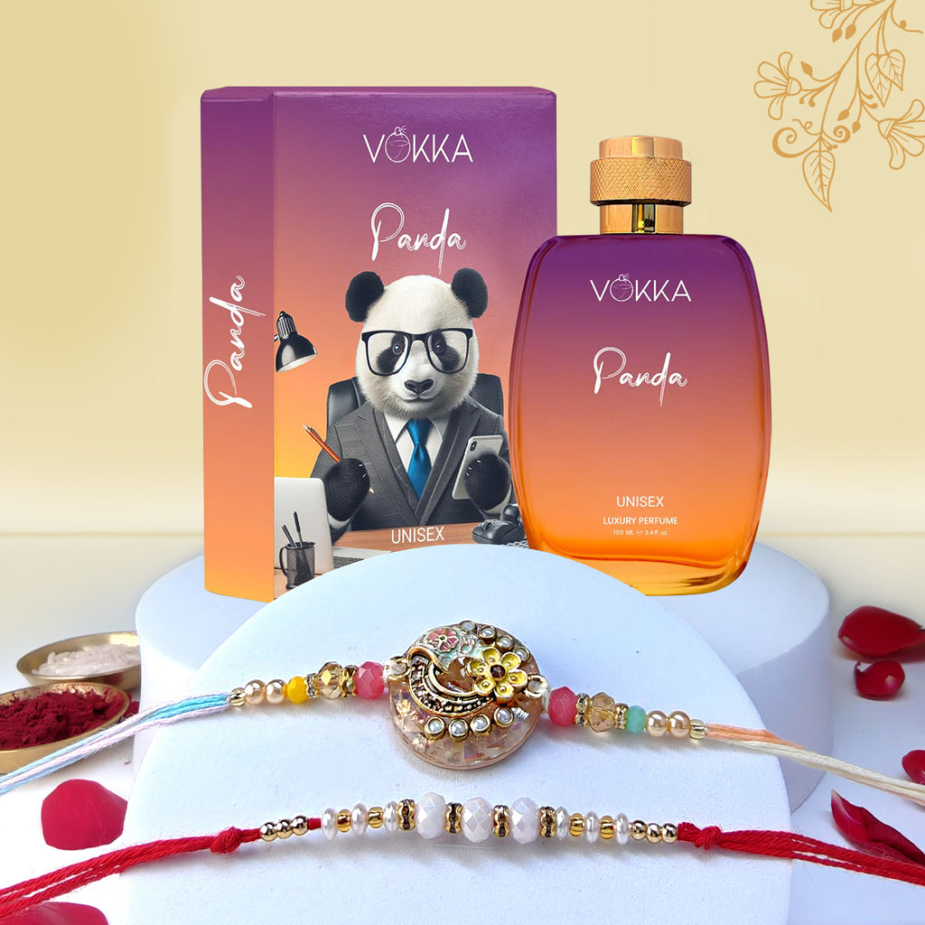VOKKA Rakhi Gift for Brother – Panda Perfume 100ml with 2 Rakhis | Flo - Vokka Perfumes