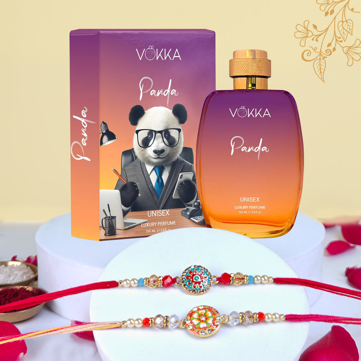 VOKKA Rakhi Gift for Brother –1 Unisex Panda Perfume 100ml with 2 Rakh ...