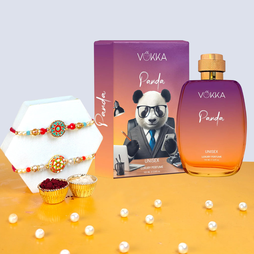 VOKKA Rakhi Gift for Brother –1 Unisex Panda Perfume 100ml with 2 Rakh ...